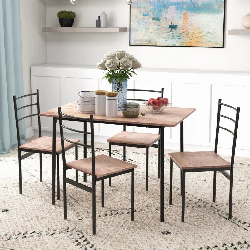 Compact - 4 Seater Dining Table with Steel Frame Table and 4 Chairs ...