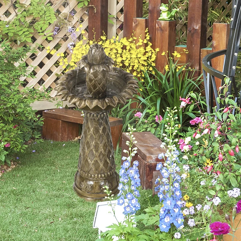 2-Tier - Waterfall Fountain Self-Contained Cascading Water Feature Gar ...